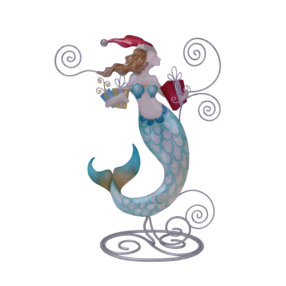 12. in. Metal Mermaid with Gifts Figure on Base – C&F Enterprises, Inc.