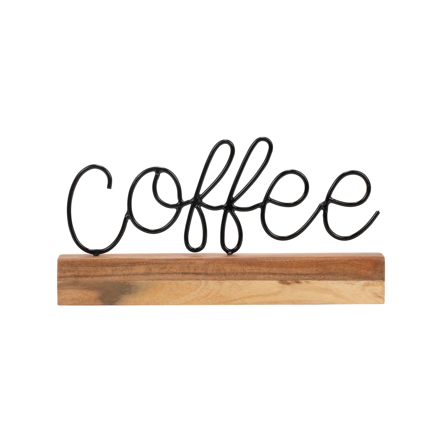 COFFEE BLACK WIRE METAL AND WOOD DECORATIVE TABLETOP SIGN (MIN 2) – C&F ...