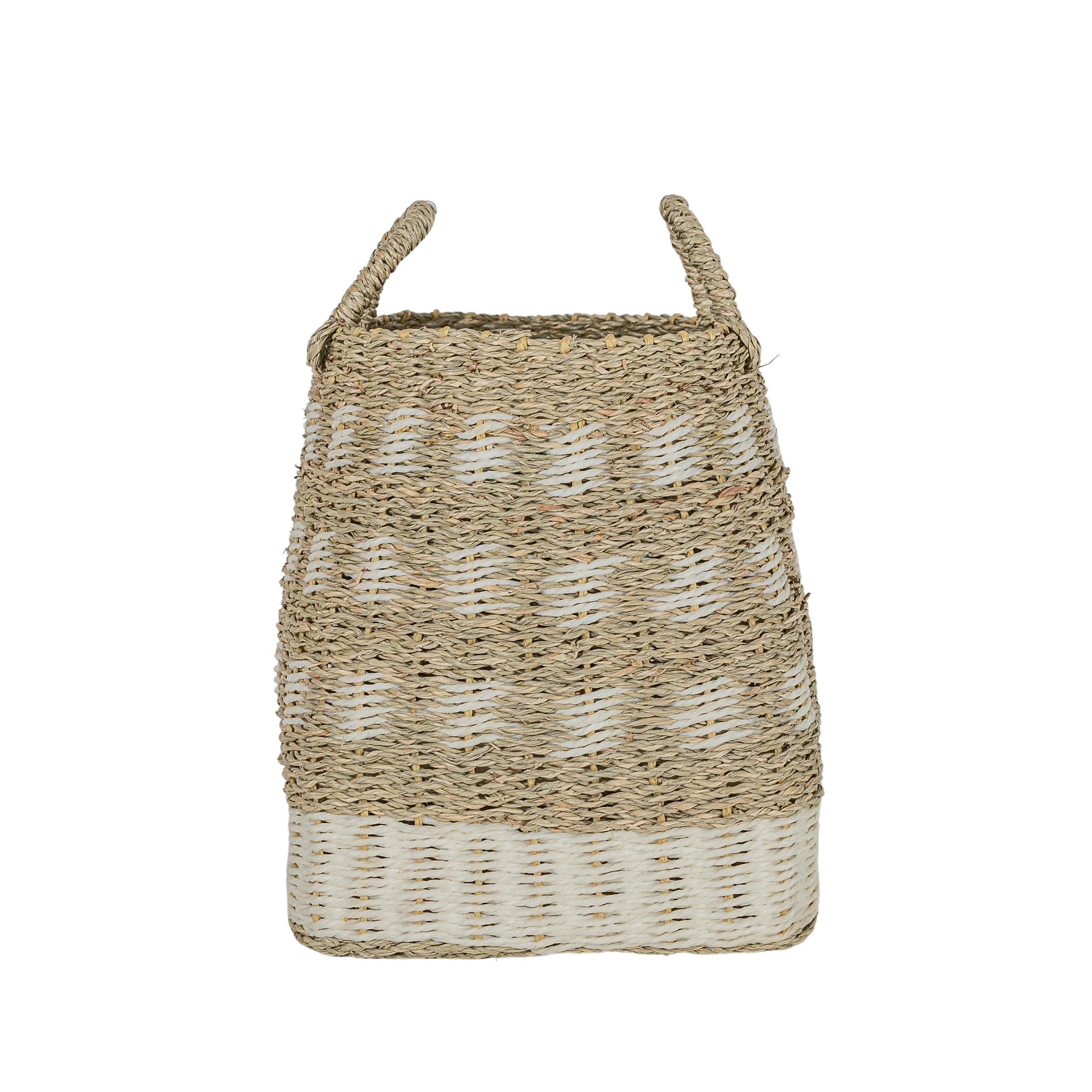 DEHLILAH TAPERED WHITE CHECKER BASKET WHITE SEAGRASS & ROPE (MIN 1) – C ...
