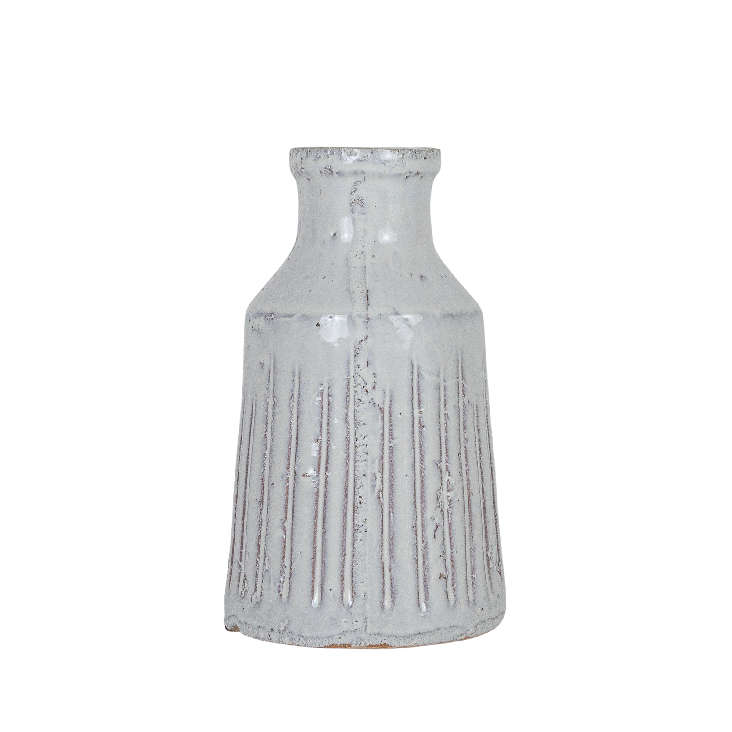 JAYLON DISTRESSED GLAZE TERRACOTTA VASE WHITE (MIN 2) – C&F Enterprises ...