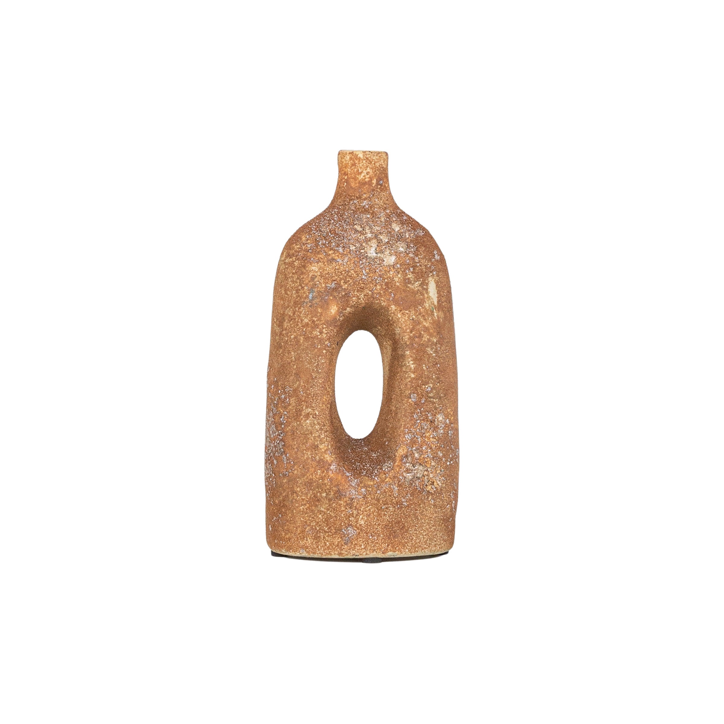 EMILIANO TEXTURED GLAZE WITH CENTER HOLE CERAMIC VASE RUST (MIN 2) – C ...