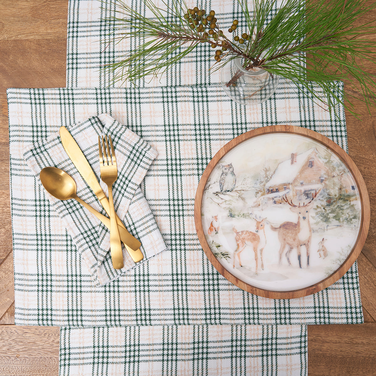 Sage & Gold Plaid Table Linens – C&F Enterprises, Inc.