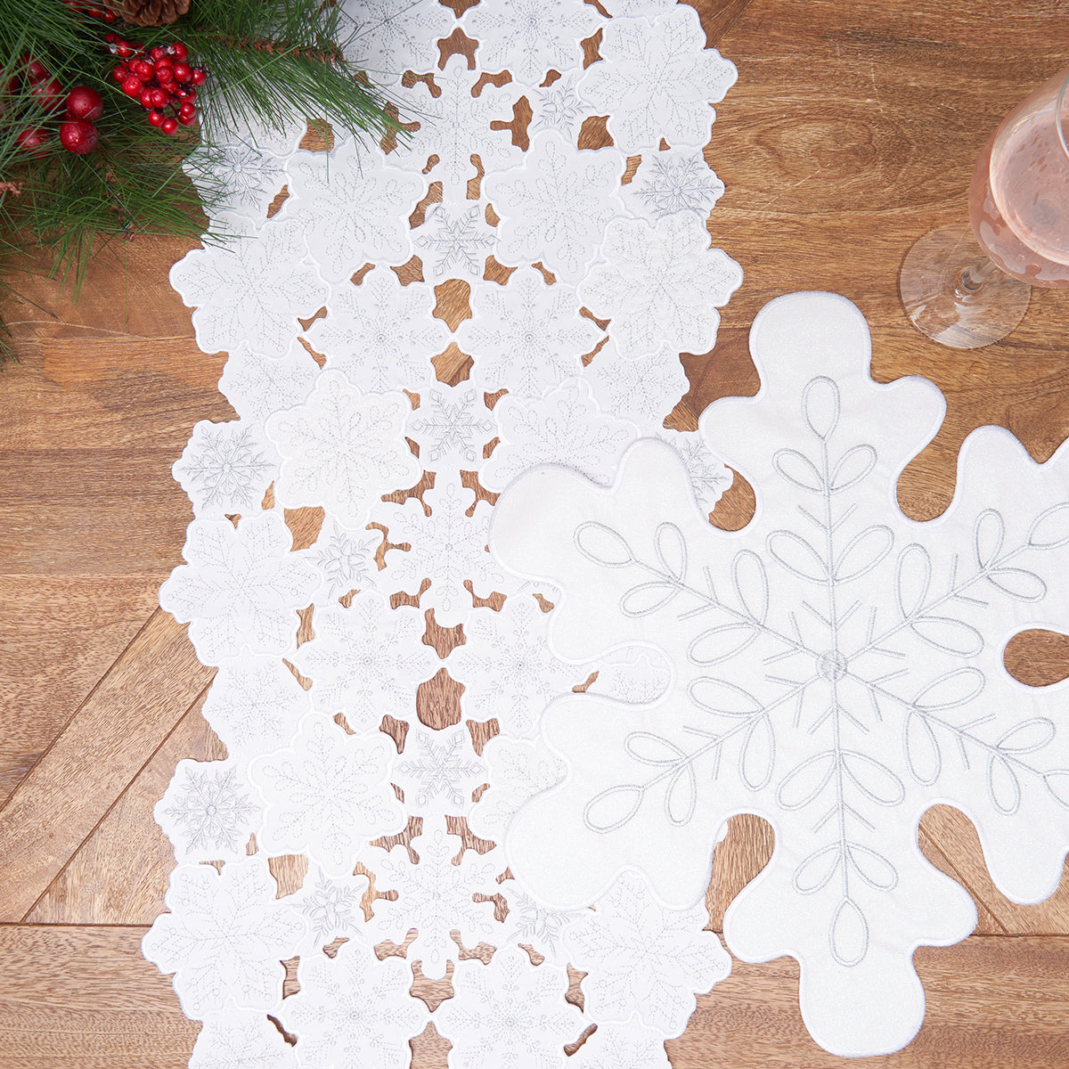 Sparkle Snowflake Table Linens – C&F Enterprises, Inc.