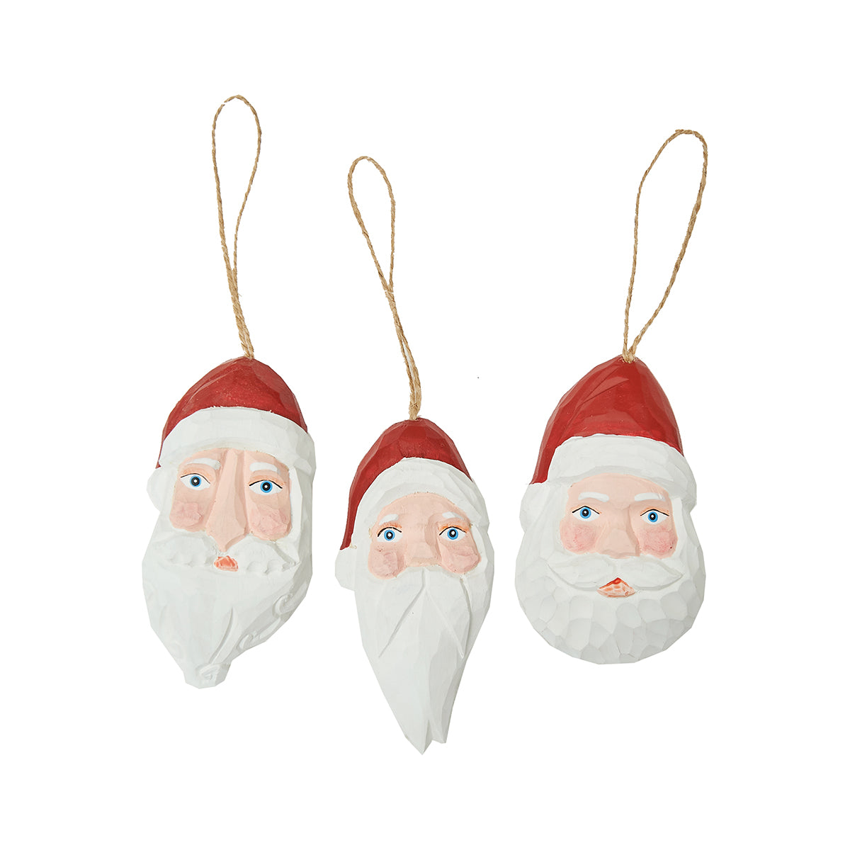 Carved Wood Santa Face Ornaments, Asst. – C&F Enterprises, Inc.